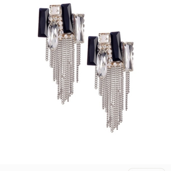 T&J | Jewelry | Modern Crystal Tassel Earrings | Poshmark